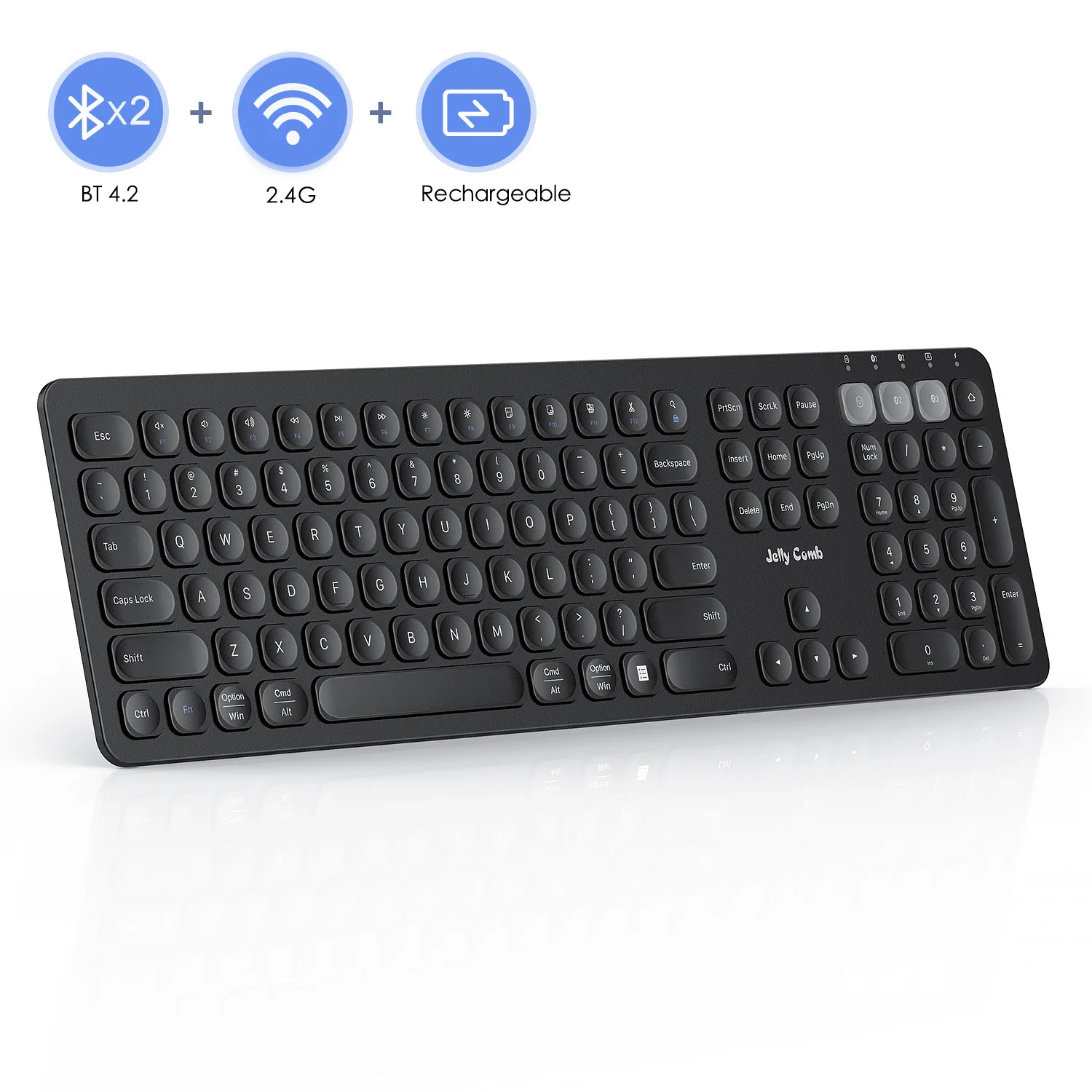 Jelly Comb Dual Mode (Bluetooth 4.2+USB ) Rechargeable 2.4G Wireless ...