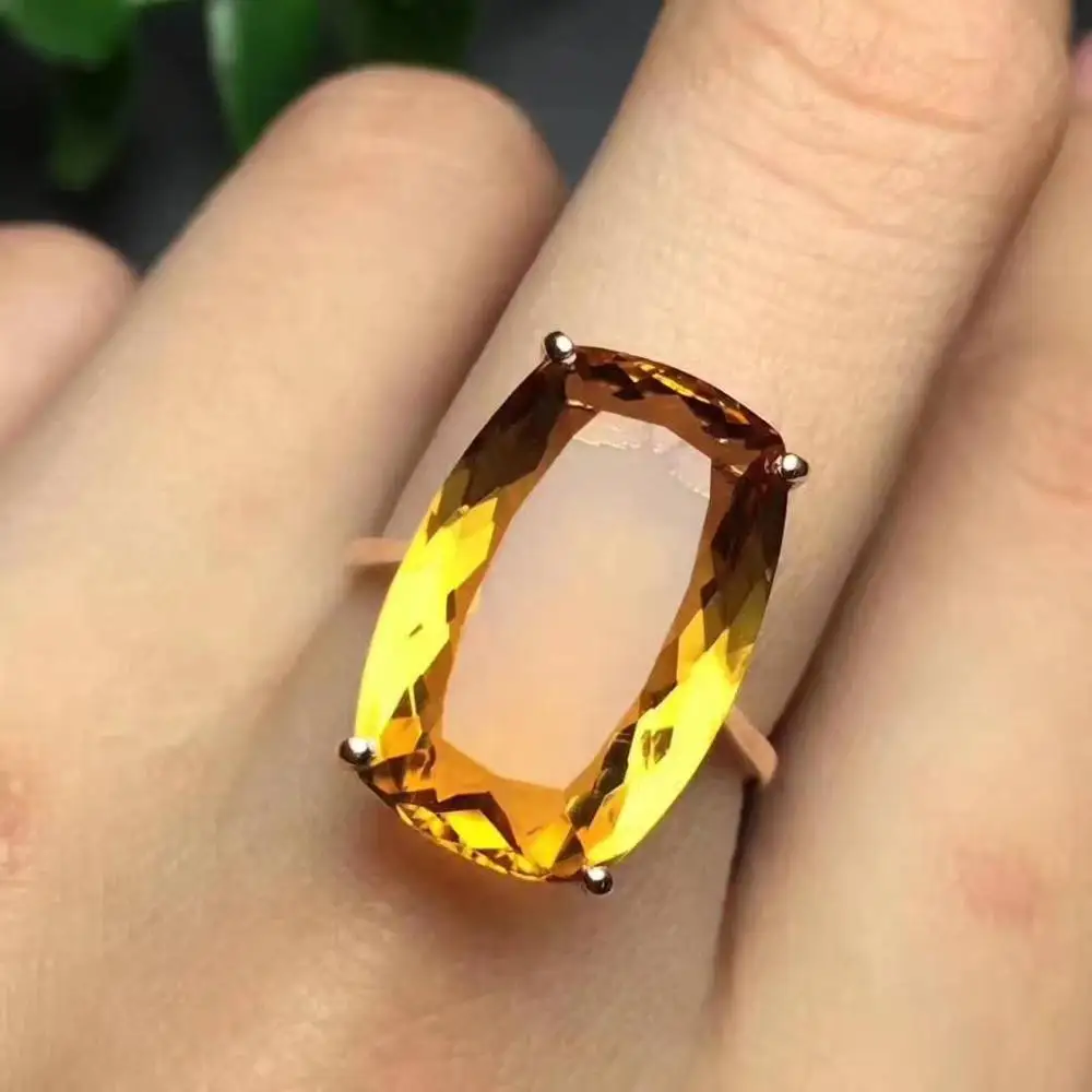 Natural And Real Citrine Rings For Women Real 925 Sterling Silver ...