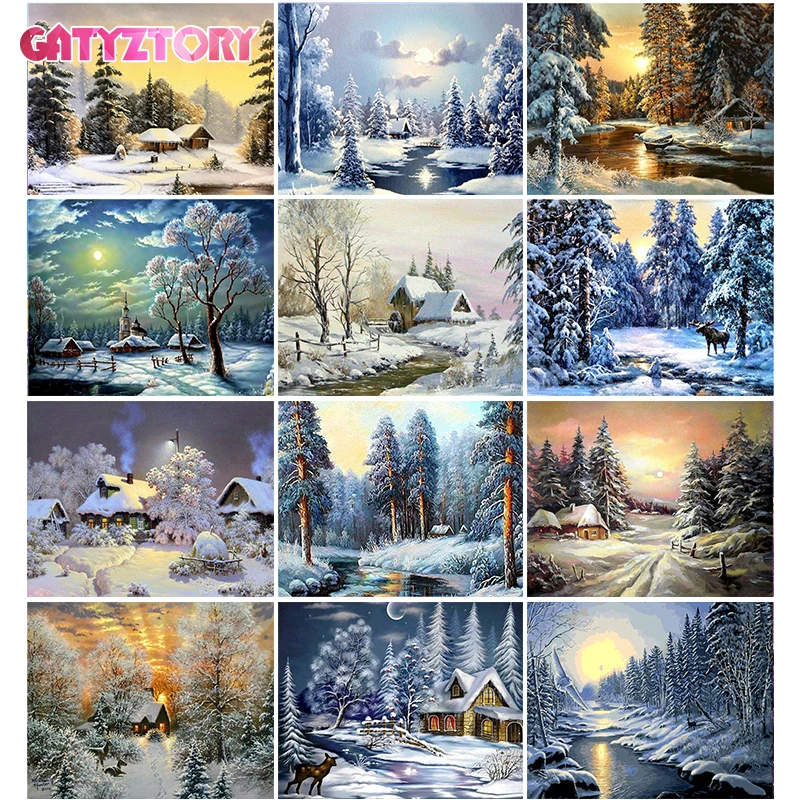GATYZTORY DIY Painting By Numbers Winter Paint By Numbers For Adults On ...
