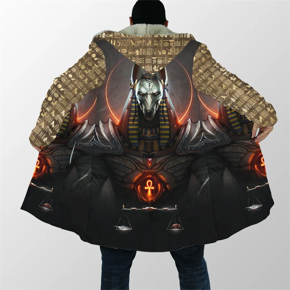 2025 Winter Mens cloak Ancient Egypt Pharaoh Anubis face 3D Printing ...