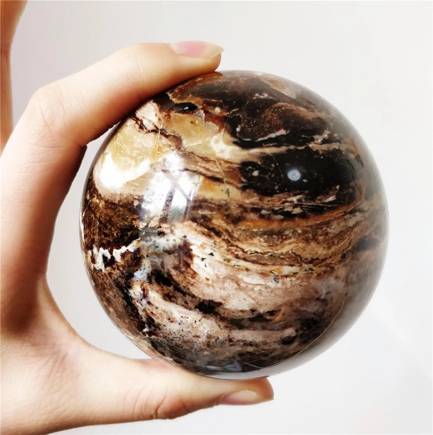 Natural Gray Opal Sphere Meditation Stone Ball Art Collection Striped ...