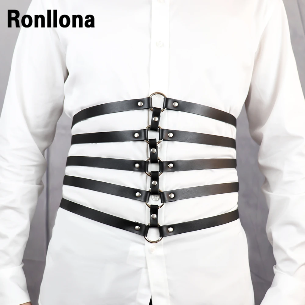 Ronllona Leather Harness Men Harajuku Garter Suspender Body Bondage ...
