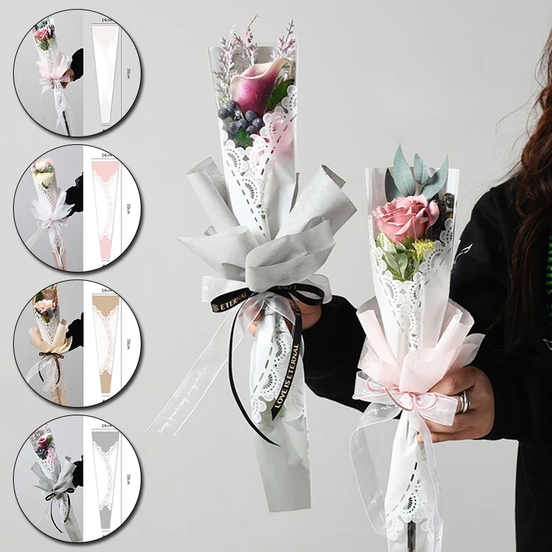 20PC Lace Single Rose Packaging Bouquet Packaging Bag Flower Box Flower ...