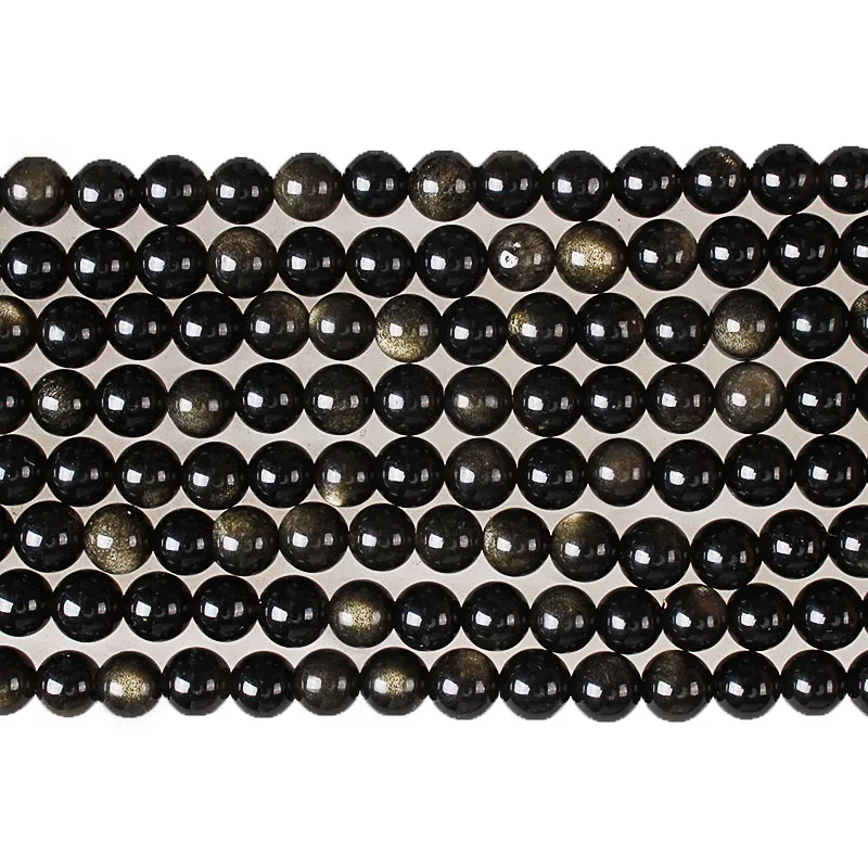 Natural Stone Goldss Obsidian Bead Round Big Smooth Loose Beads 4 6 8 ...