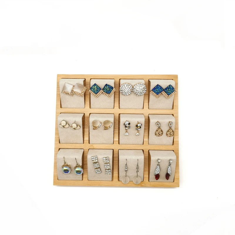 12 Pairs Of Earring Display Tray Stand Holder Velvet Stud Earrings ...