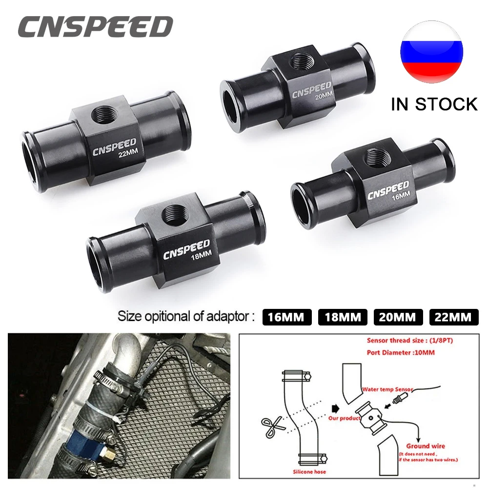 Cnpseed 1/8 Npt Hose Adapter Water Temp Joint Pipe Sensor Black Water ...