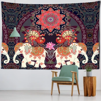 Indian Mandala Elephant Bohemian Tapestry