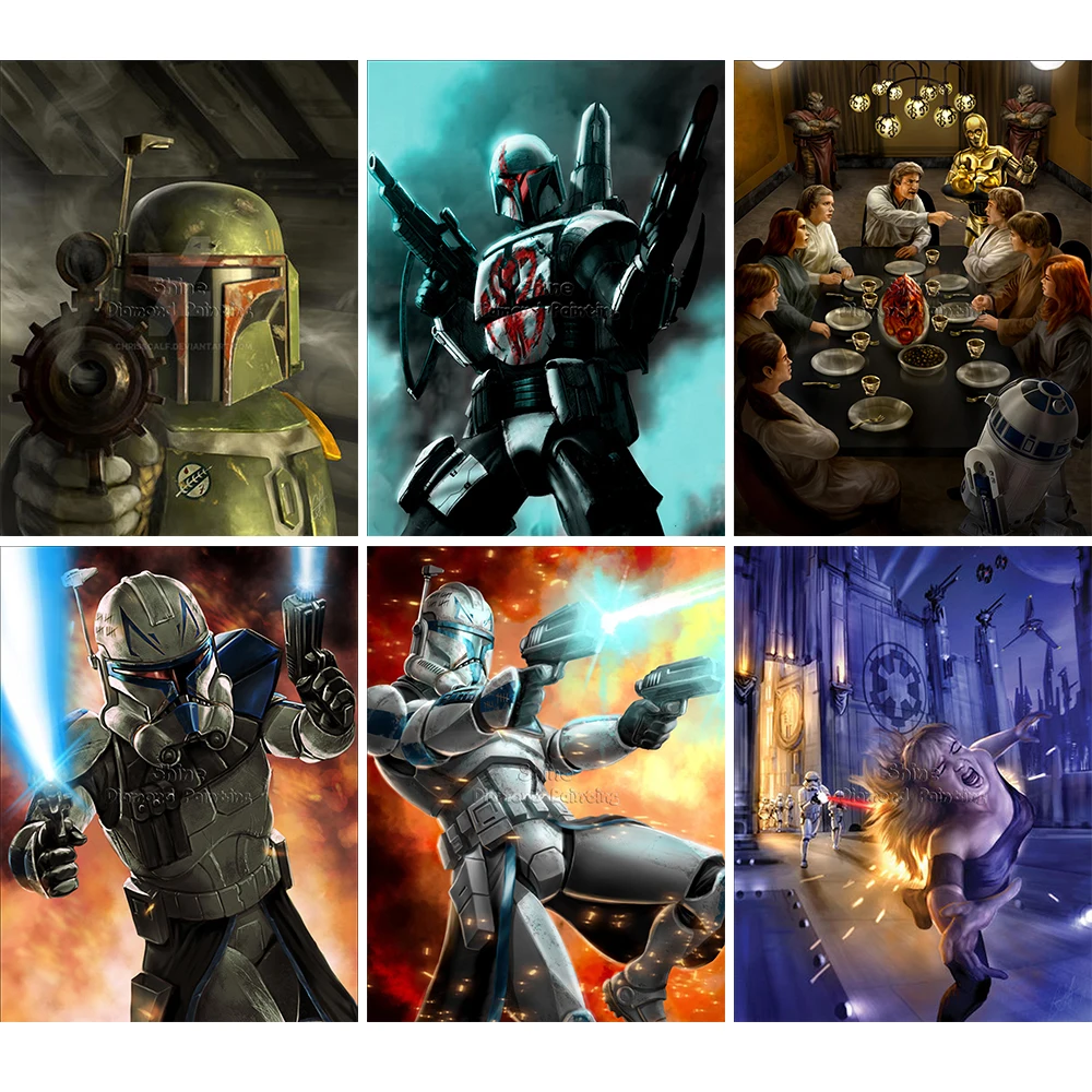 Paper, Party & Kids star wars art round\\square decorative gift diamond ...