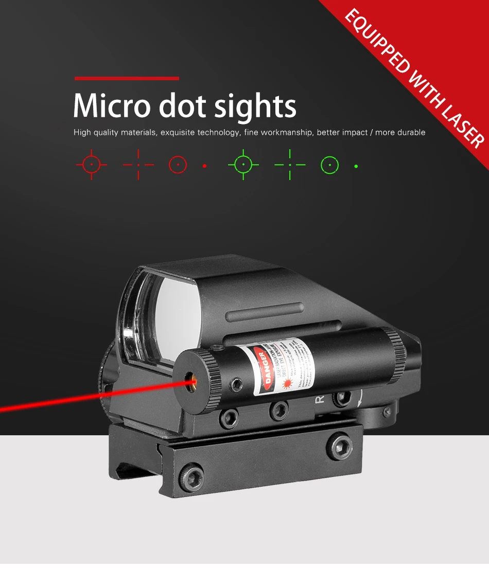 Tactical Reflex Red Green Laser Scope 4 Reticle Holographic Projected ...