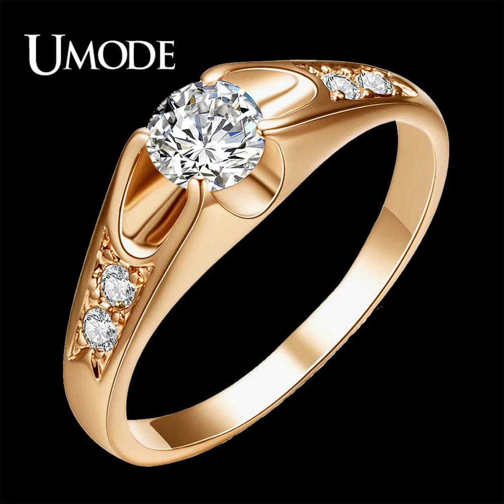 UMODE Rose Gold Color Mounting anel feminino aneis bijoux 0.5 ct ...