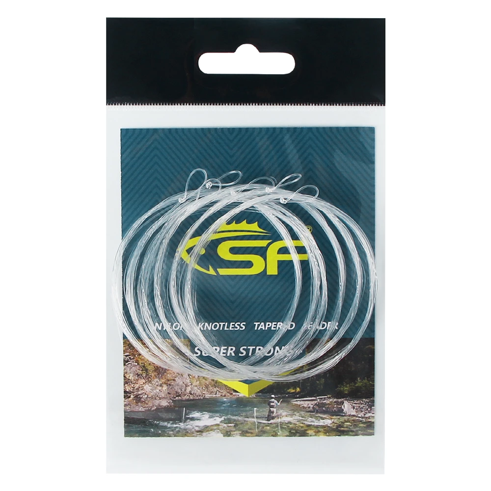 6 Pcs/bag Sf Nylon Pre-tied Loop Fly Fishing Tapered Leader 7.5ft 9ft ...