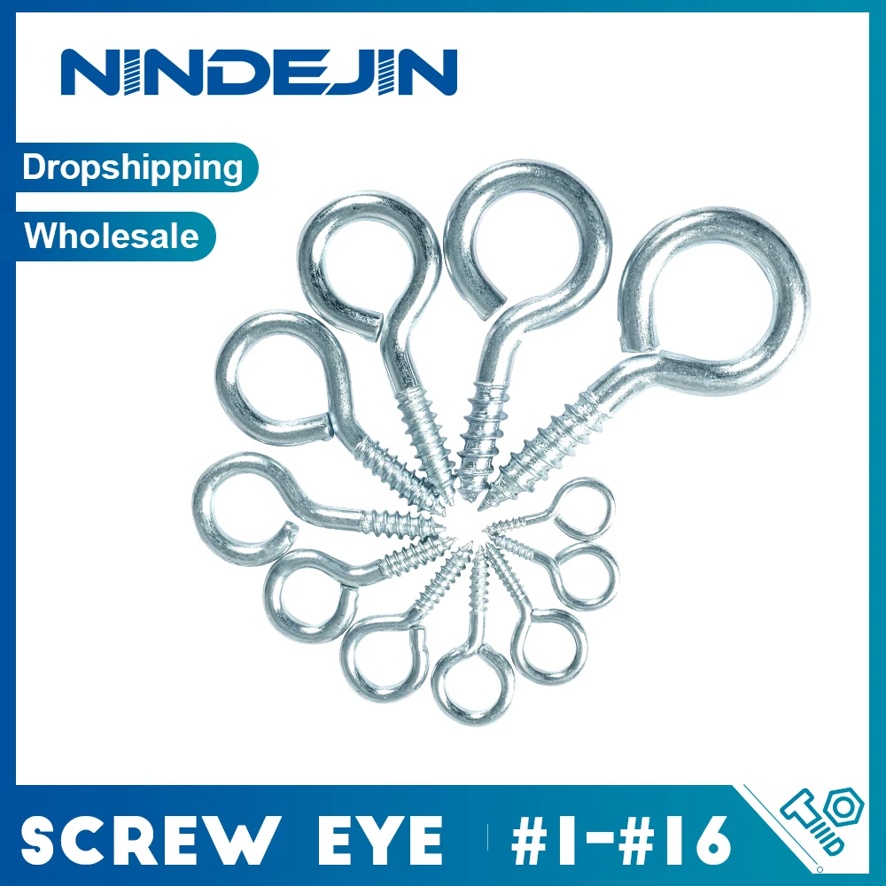 NINDEJIN 10/20/50pcs 1# 16# Screw Eye Pins Screw Eyelet Connector Zinc ...