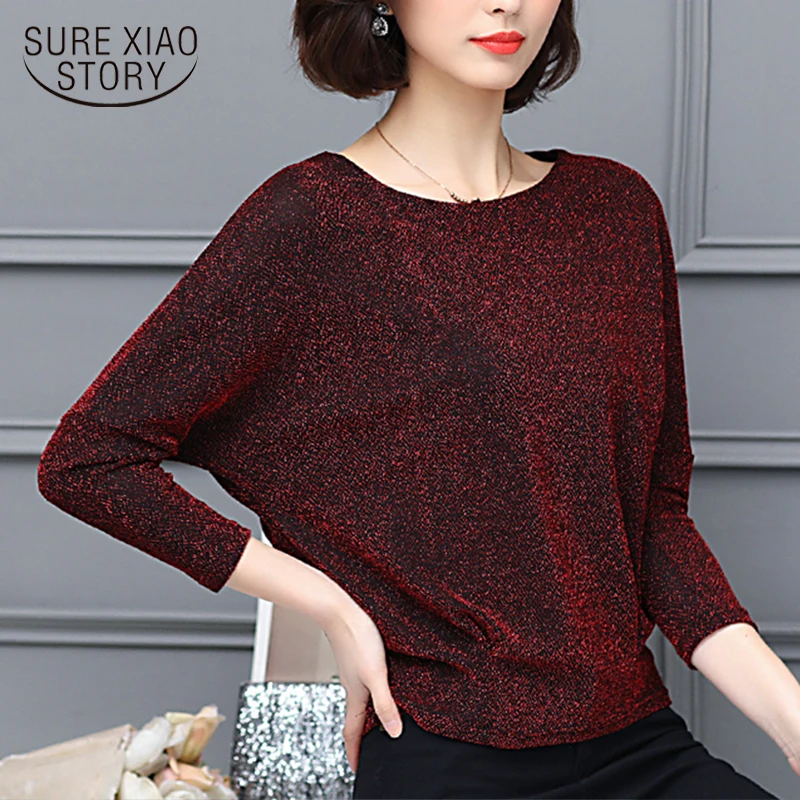 2022 Spring Elegant Shiny Sequin Blouse Tunic Casual Women Blouses ...