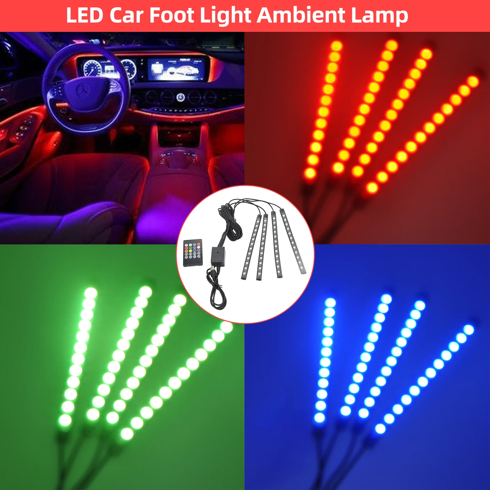 Car-interior-LED-foot-sole-decoration-light-strip-for-Toyota-RAV4-Yaris ...