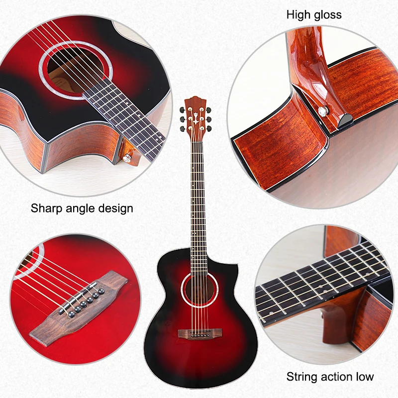 Red Acoustic Electric Guitar