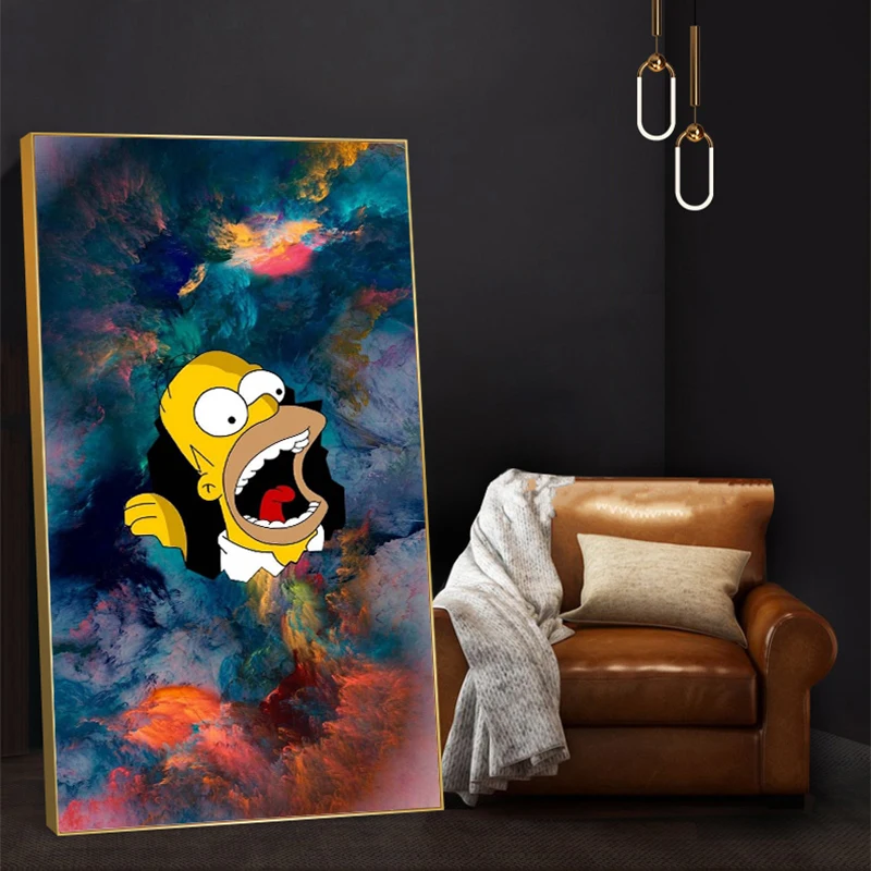 Cartoon-Simpson-Colorful-Cloud-Canvas-Abstract-Landscape-Oil-Painting ...