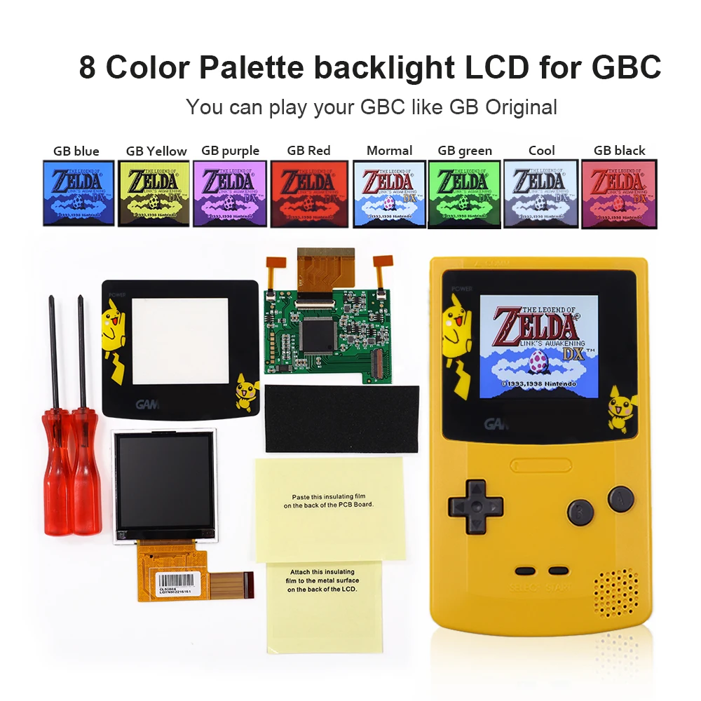 2.2 Inches GBC High Light Backlight LCD Screen KitFor Nintendo Game Boy ...