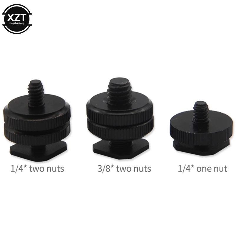 Newest Professional 1/4" 3/8" Dual Nuts Tripod Mount Screw Black To ...