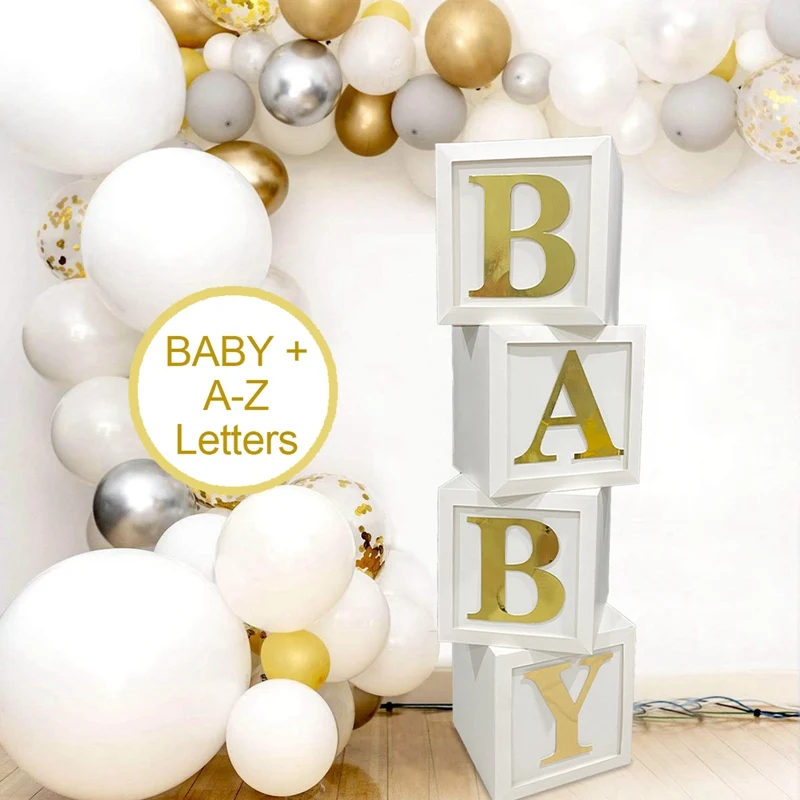 White-Stereoscopic-Box-Balloon-Box-Girl-Boy-Baby-Shower-Decor-Baby-1st ...