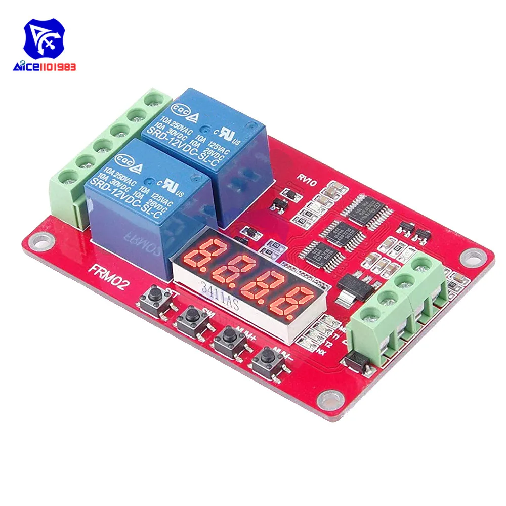 DC 5V/12V/24V 10A 2 Channel Multifunctional Relay Module Cycle Delay Timer Switch Self Locking ...