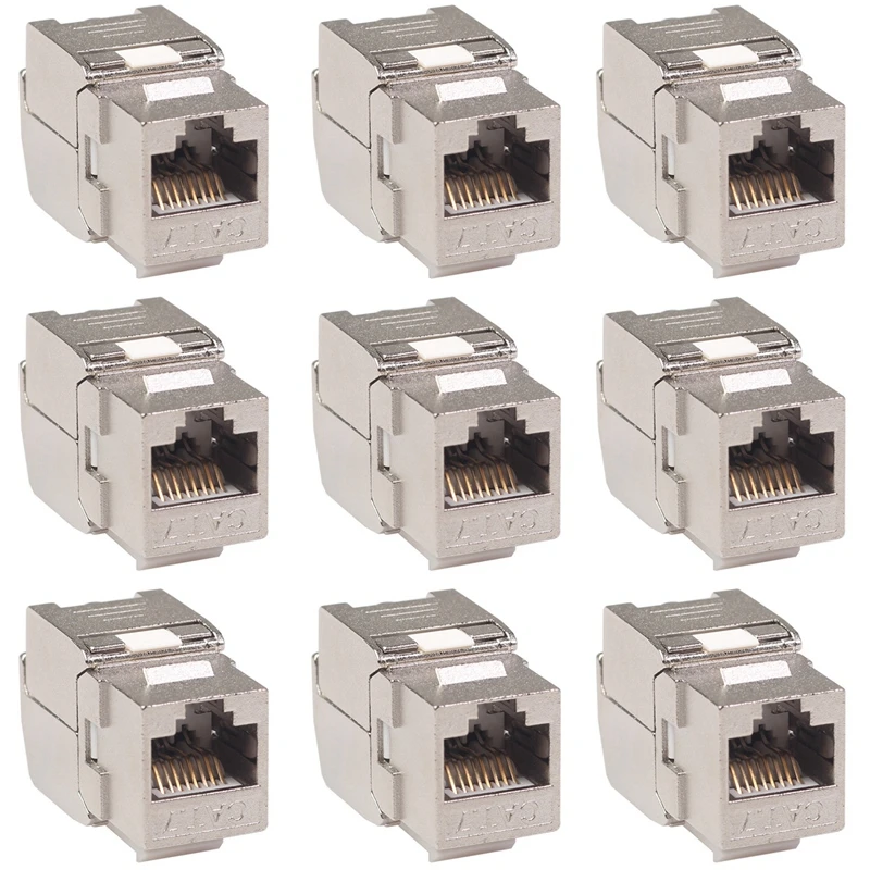 12 Pcs RJ45 Keystone Cat7 Cat6A Shielded FTP Zinc Alloy Module Network Keystone Jack Connector ...