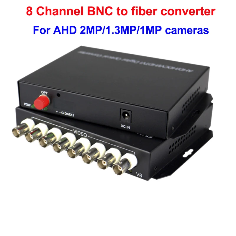 1080P AHD to fiber converter 8 BNC optic fiber media converter CCTV AHD ...