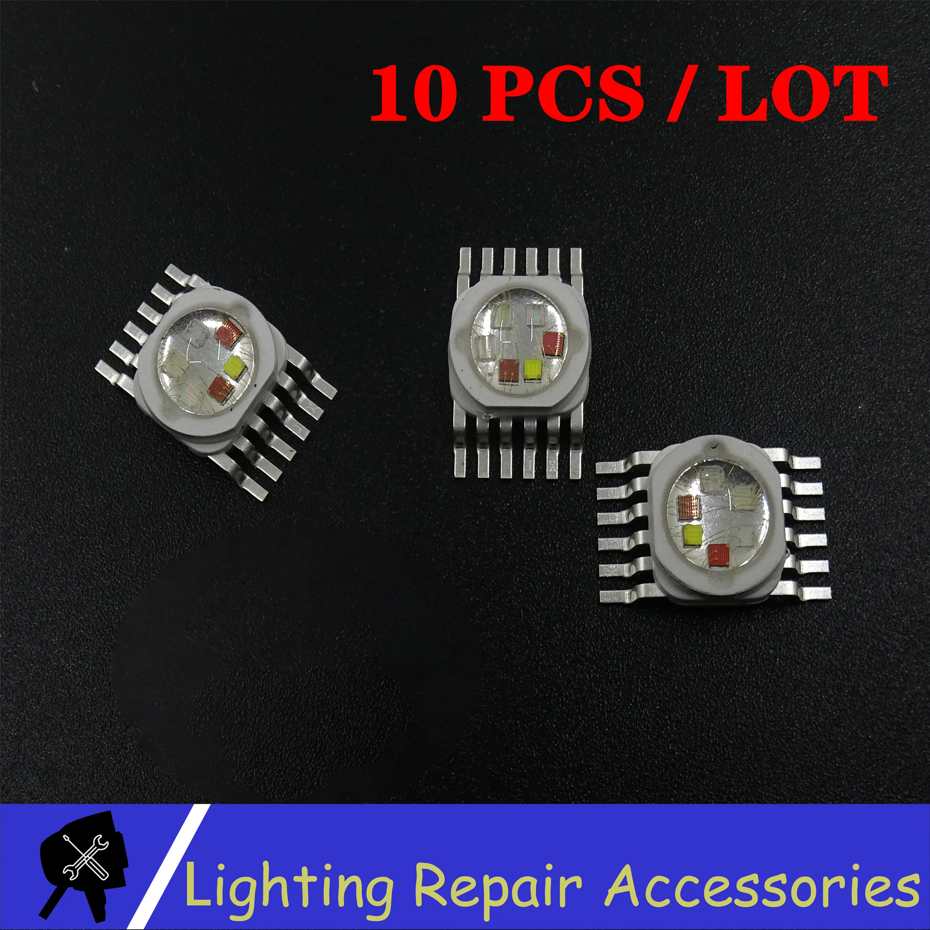 10 pcs/pack 6W 12w 18w RGBWA UV 6 in 1 LED Bead Lamp Source Led Chip ...