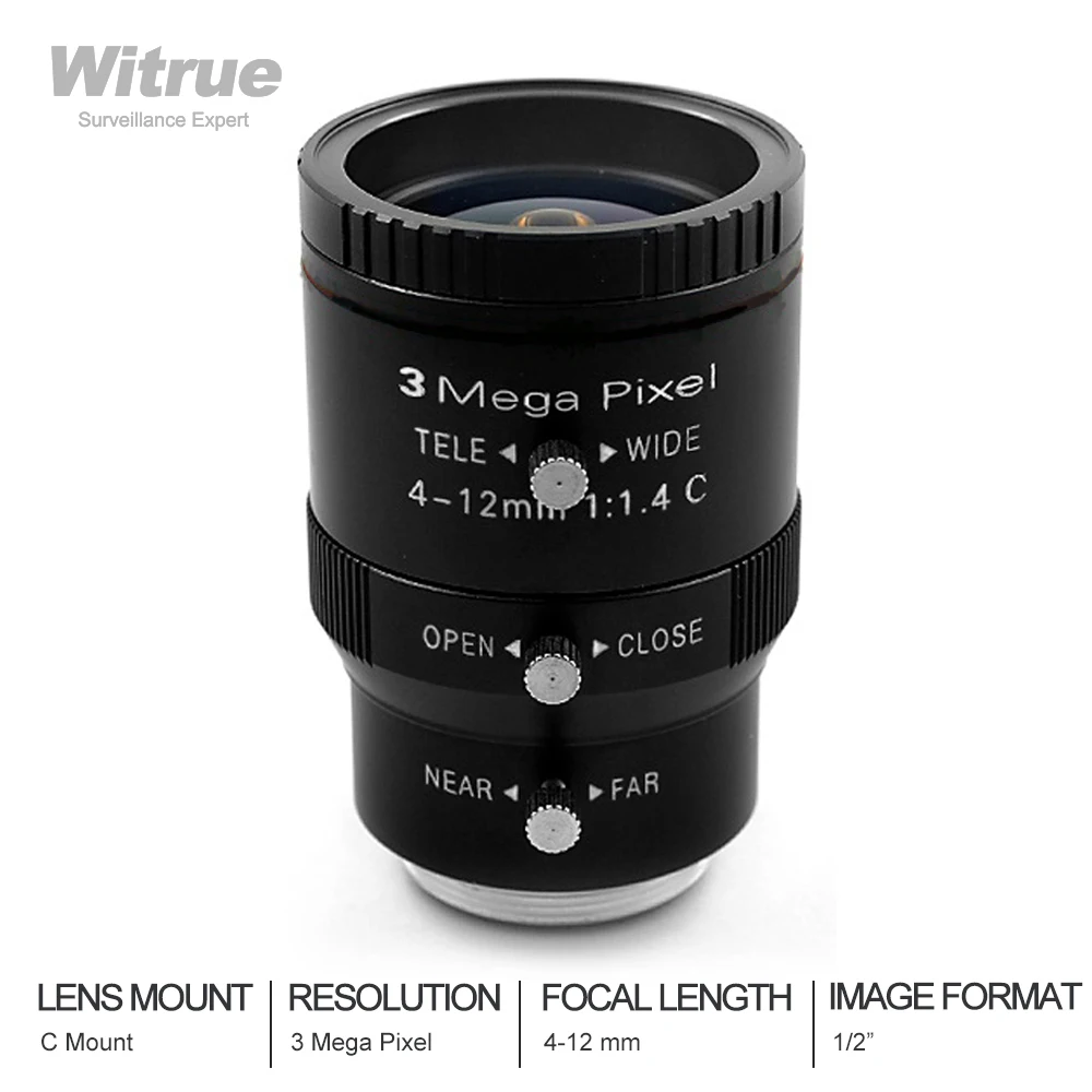 3 Mega Pixel HD 4 12mm Varifocal LENS C Mount Industrial lens Manual ...