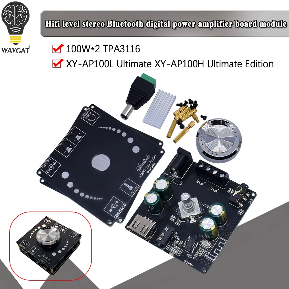 XY-AP100H-100W-100W-Dual-TPA3116D2-Bluetooth-5-0-Stereo-Audio-Digital ...