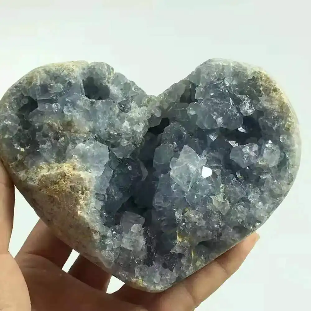 Natural Blue Kyanite Quartz Stone Rough Celestite Crystal Geode Heart ...