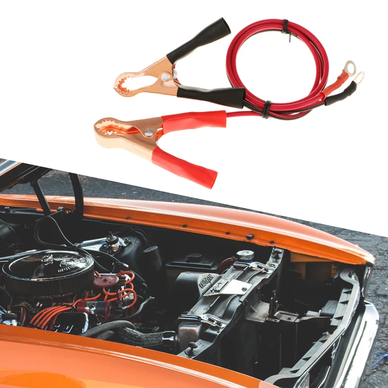 1 Pair 50A Car Battery Clip & Cable Crocodile Car Van Battery Test Lead ...