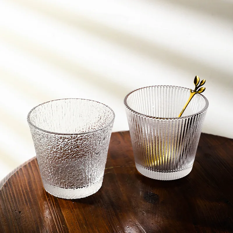 Vertical-Ribbed-Thick-Glass-Cup-Iced-Coffee-Whiskey-Water-Clear-Tumbler ...