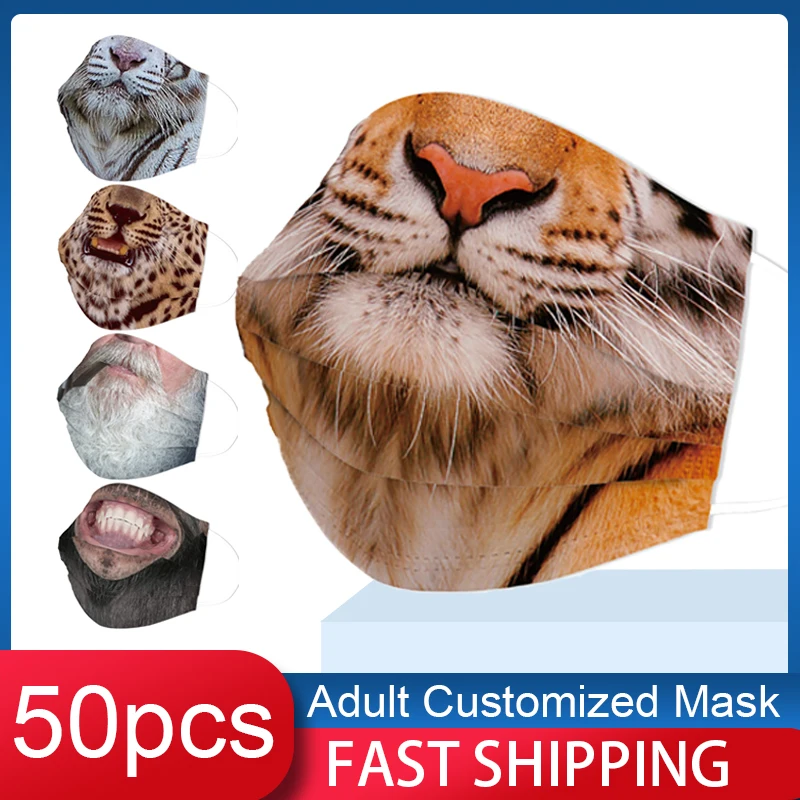 50Pcs-Disposable-Face-Masks-3-Layer-Anti-Dust-Pollution-Masks-Mustache ...