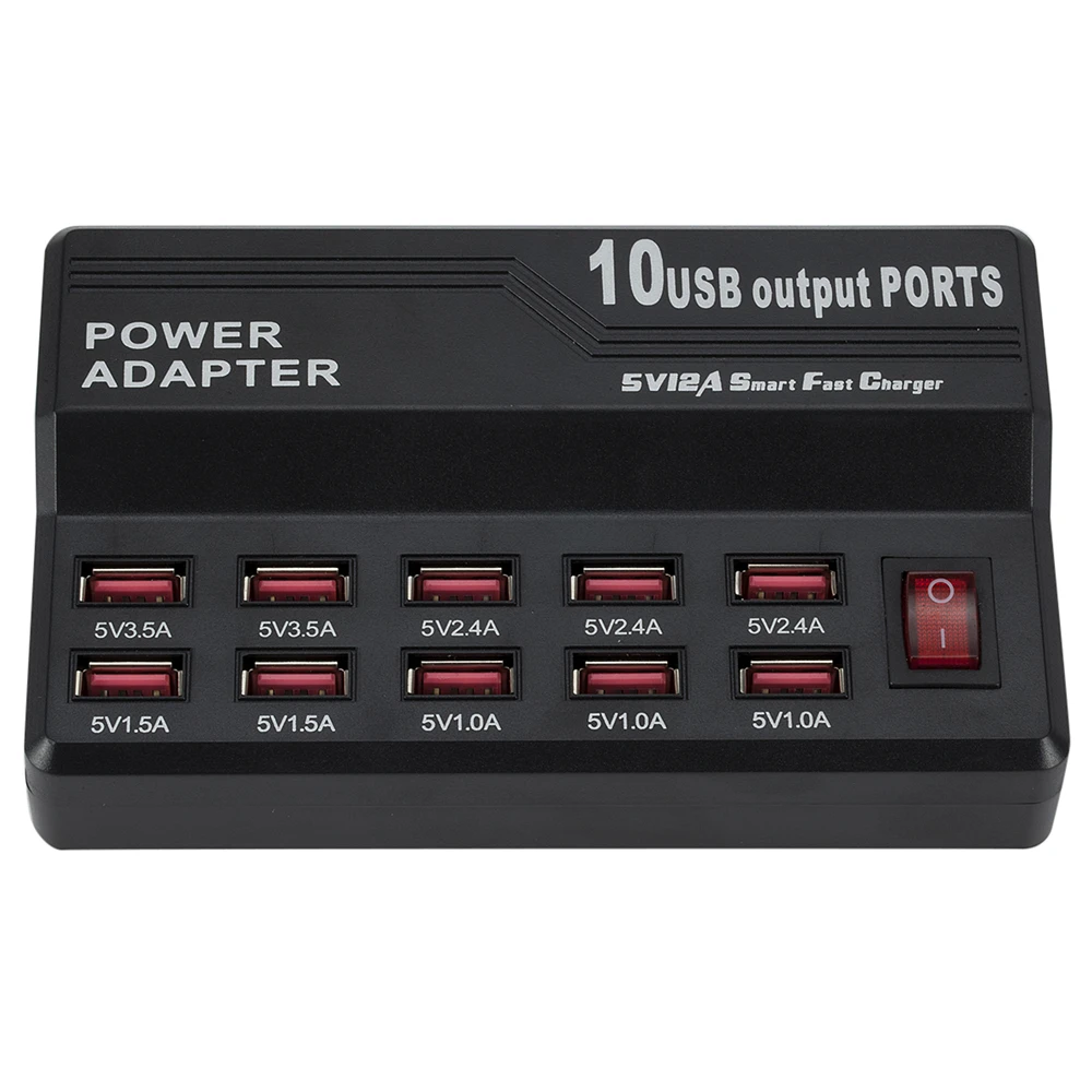 Multiple Joints Usb Fast Charge Hub 10 Ports 12a Smart Charging Station ...