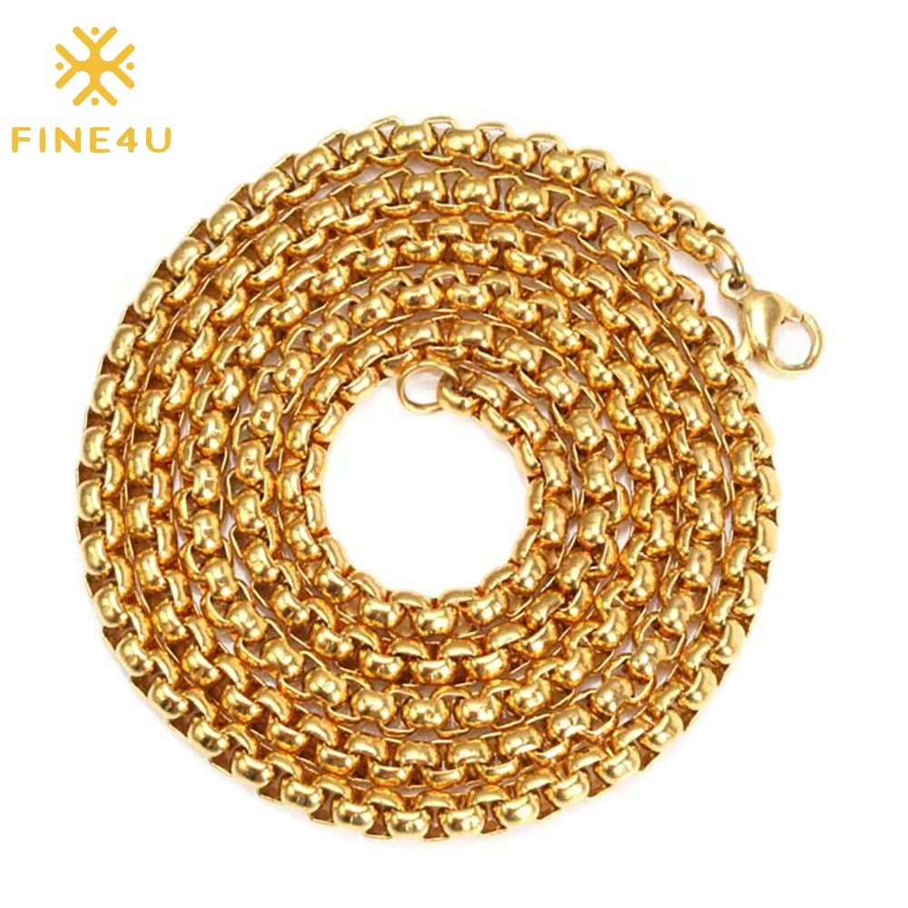 FINE4U Cadena de acero inoxidable N841 para hombre y mujer, collar ...