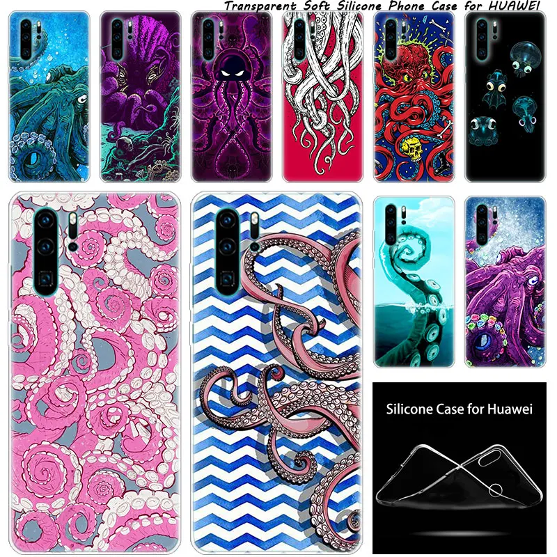 luxury-Silicone-Case-Deep-sea-octopus-art-for-Huawei-NOVA-3-3i-5-5i-P20 ...