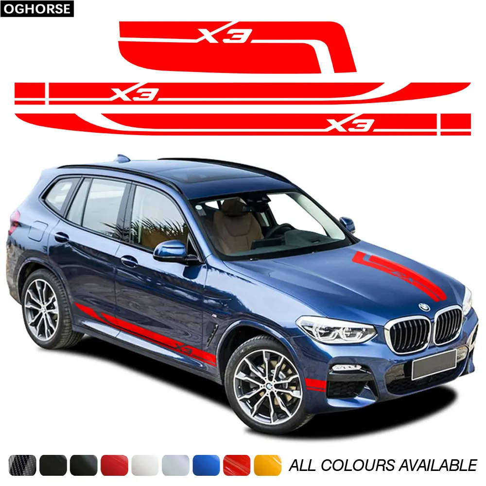 Cubierta de capó para coche BMW X3, pegatina con estampado de rayas ...