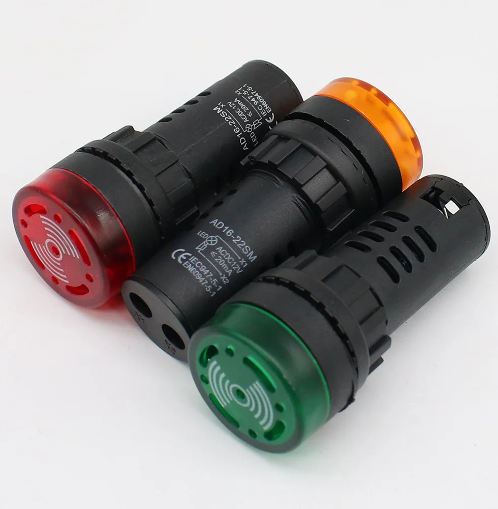 HALJIA AD16-22SM LED Buzzer Alarm Signal Indicator Light Flash Alertor AC220V 20MA 22 mm Dia ...