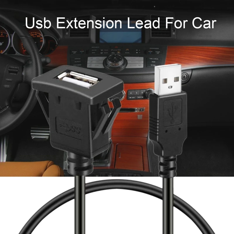 Car-Dash-board-Flush-Mount-USB-Male-to-Female-Socket-Extension-Panel ...