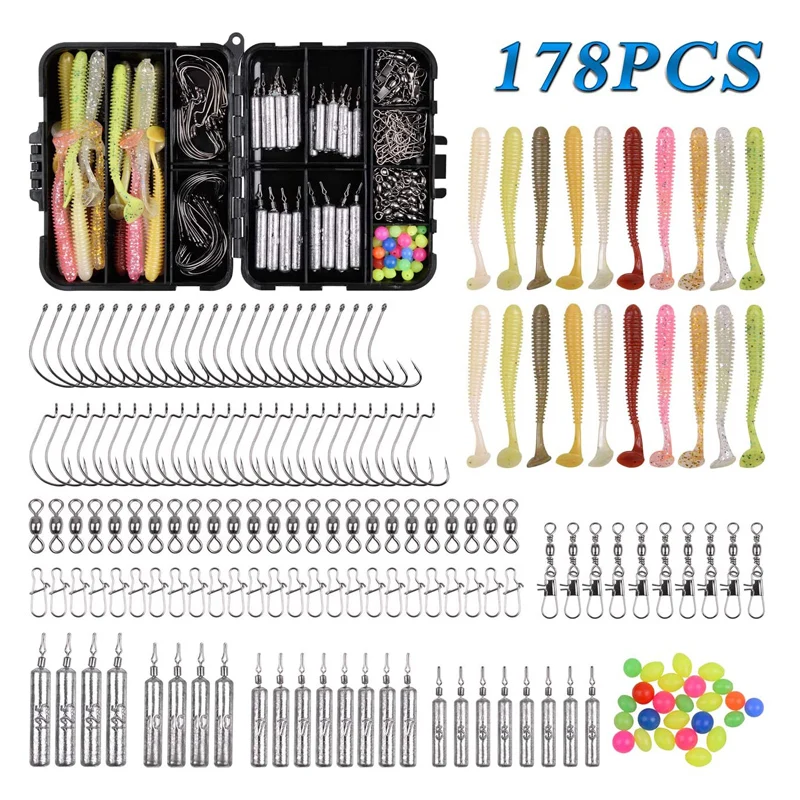 178pcs/box Dropshot rig fishing tackle box Trout lure Kit Fishing lure ...