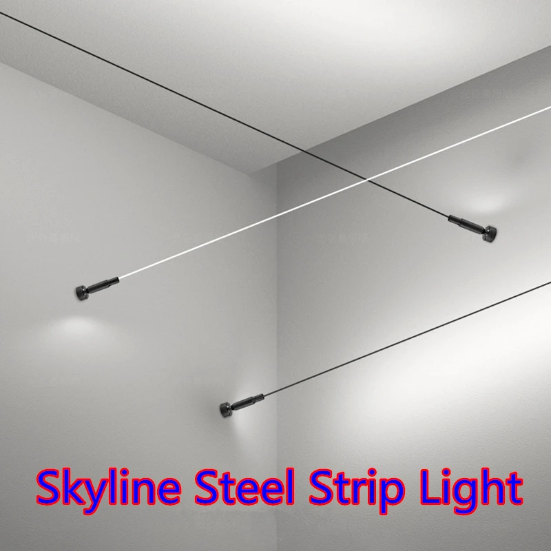 Skyline Linear Wall Lamp Strip Family Decoration Black White Steel Bar ...