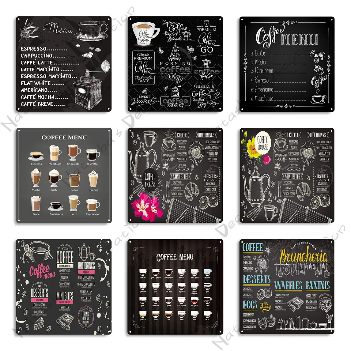 Coffee-Menu-Wall-Metal-Plate-Cafe-Club-Man-Cave-Home-Metal-Signs ...