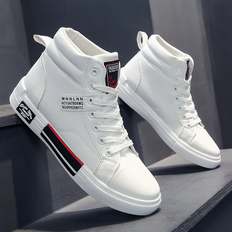 Men's Skateboarding Shoes High Top Sneakers Breathable White Sports ...