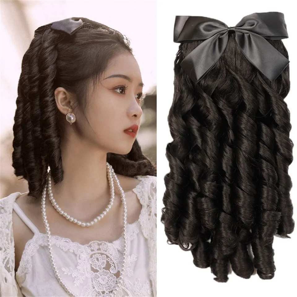 AS Synthetic Retro Ponytail with Comb Europen Princess Curly Puff ...