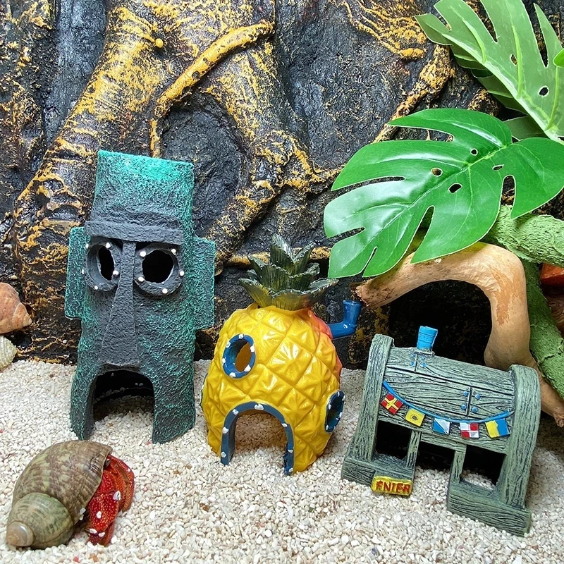 Big Cartoon Pineapple Hous Aquario Aquarium Decoration Cartoon House ...