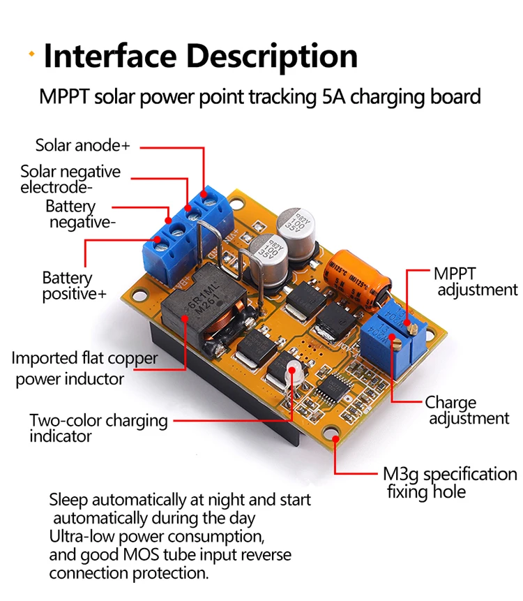 5A MPPT 태양광 패널 충전 모듈 (5A MPPT Solar Charging Power Module)