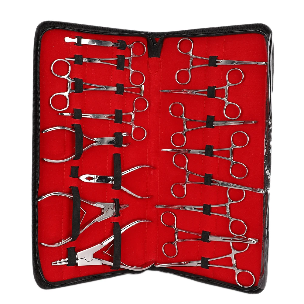 16pcs-set-Professional-Body-Piercing-Tools-Forceps-Clamps-Pliers-Tongue ...