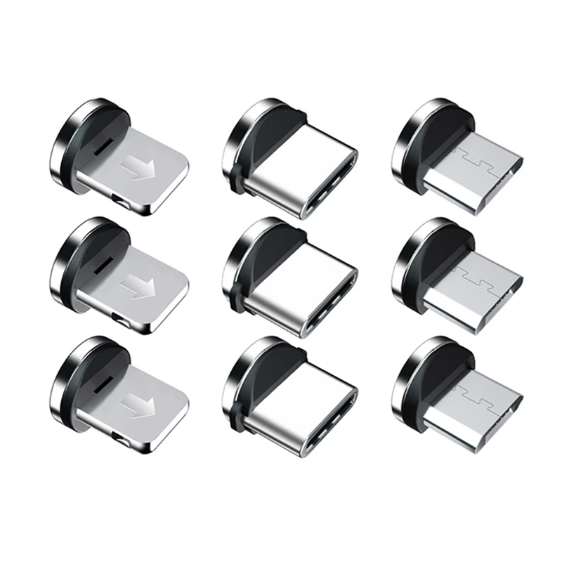 Round Magnetic Cable plug 8 Pin Type C Micro USB C Plugs Phone Magnet ...