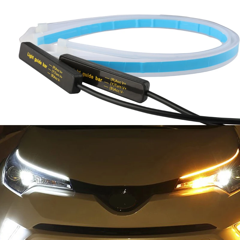 2pcs-Flexible-Universal-Car-LED-DRL-Daytime-Running-Light-Flow-Runs ...
