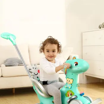 2021 New Infant Shining Rocking Horse Sliding Dual-Purpose Wooden Horse ...